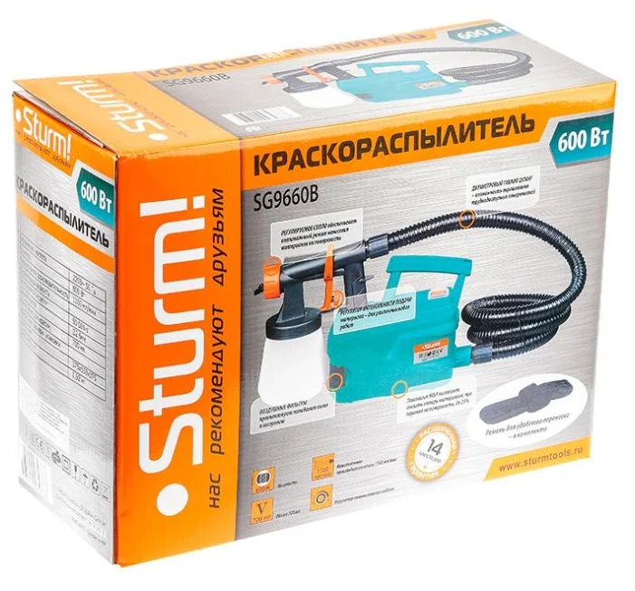 Обзор и технические характеристики краскопульта Sturm SG9660B